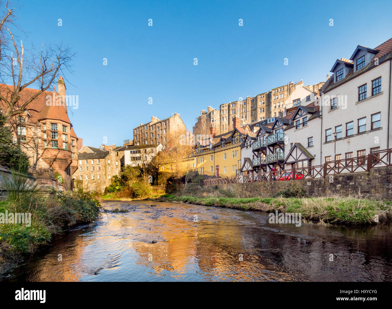 The Water of Leith, river running along side the Dean Village ...