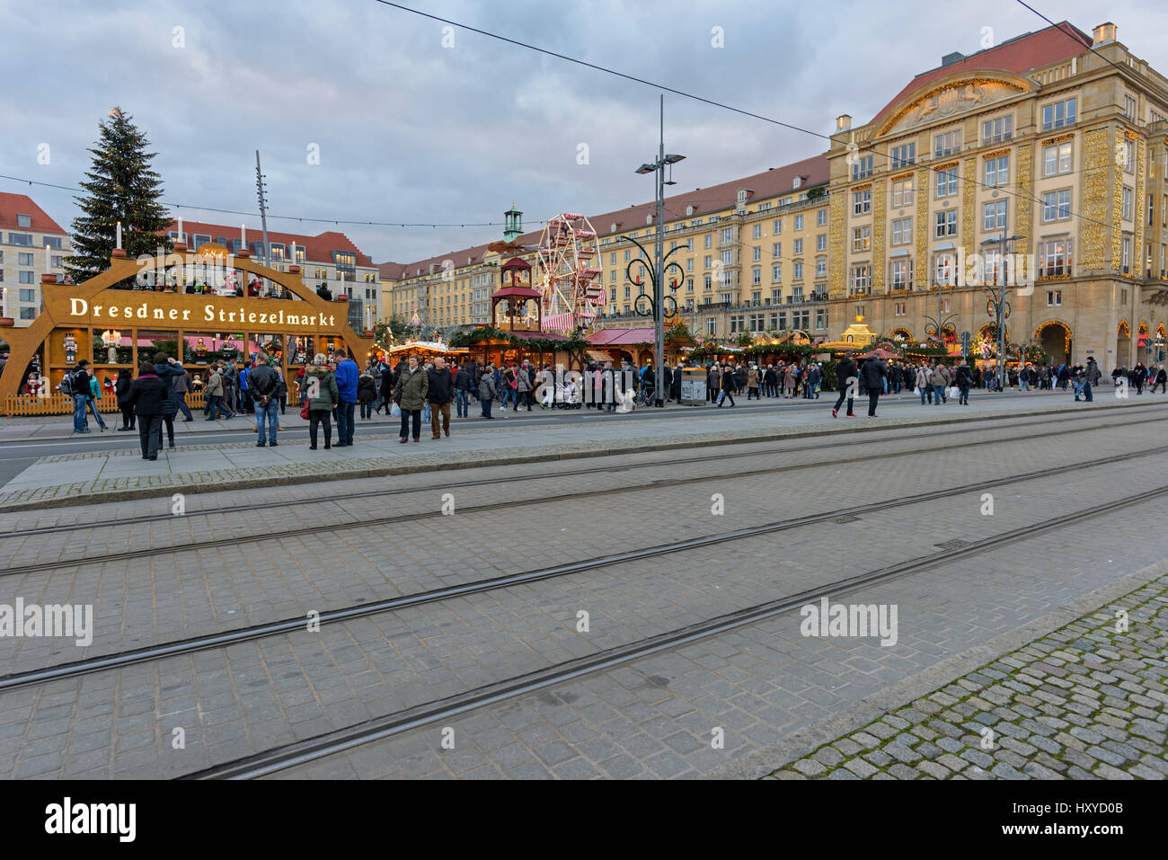 Dresden, Germany - November 27, 2015: People enjoy Christmas market in ...