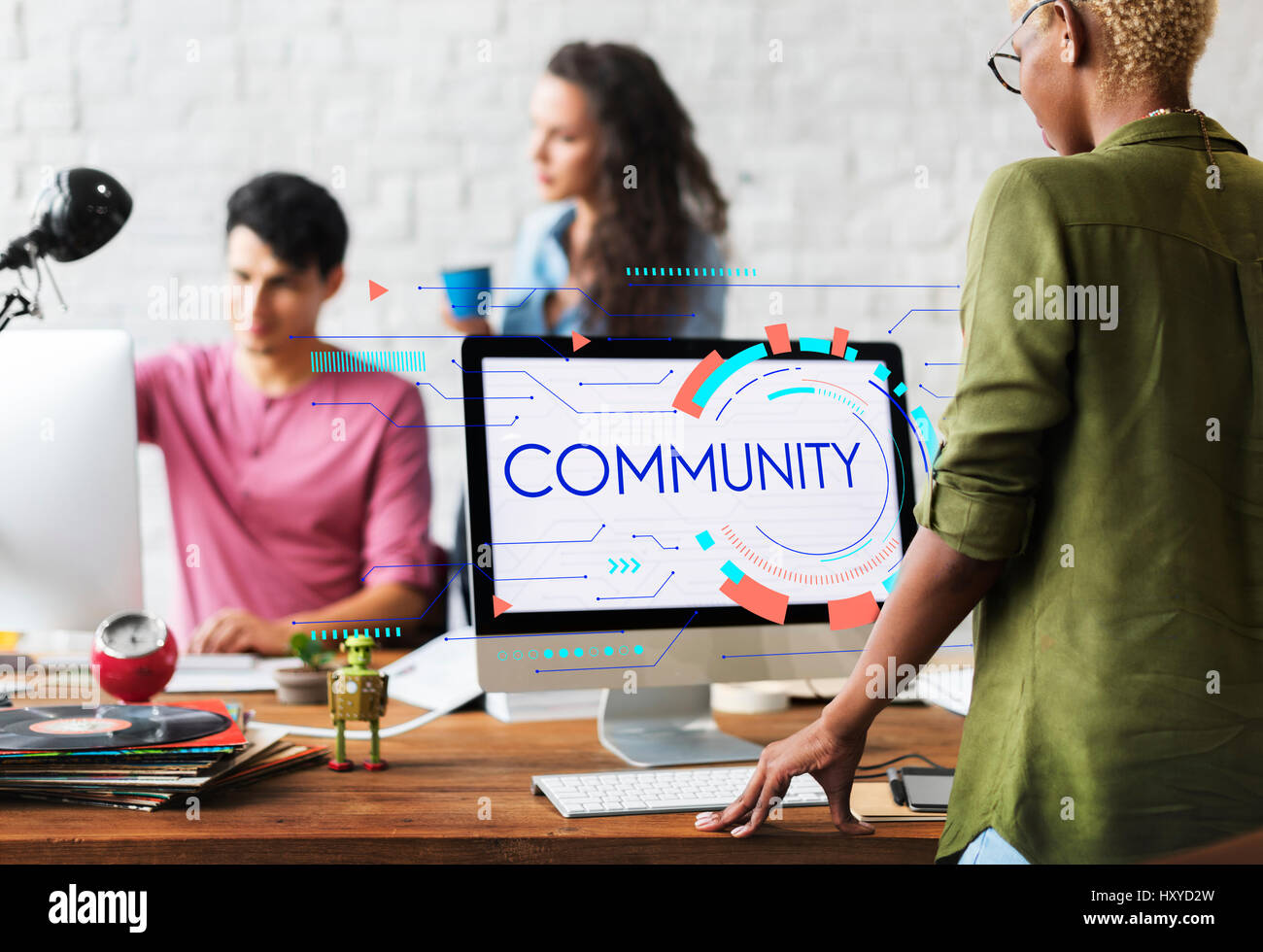 Digital Community Digital Social Media Icon Stock Photo - Alamy