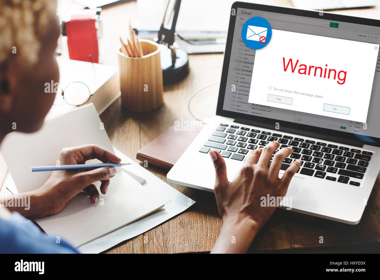 E-mail Popup Warning Window Concept Stock Photo - Alamy