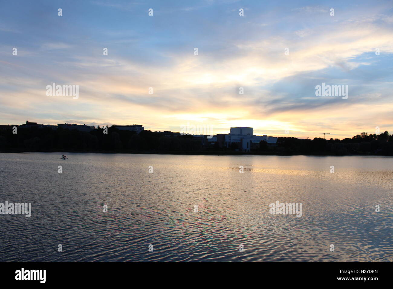 Sunset in Helsinki, Finland over Toolonlahti Stock Photo - Alamy