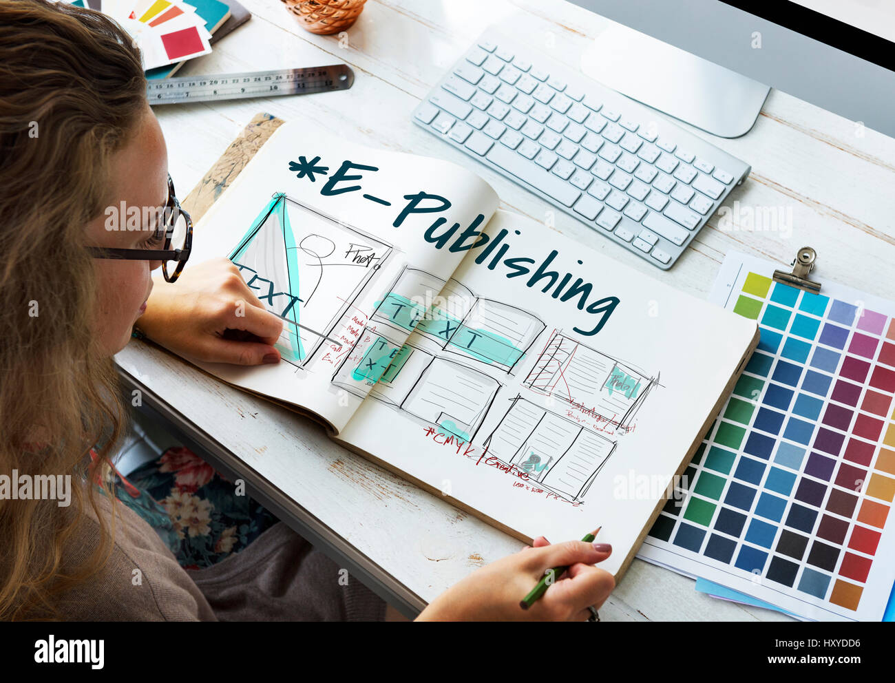 E-book layout design draft graphic Stock Photo - Alamy