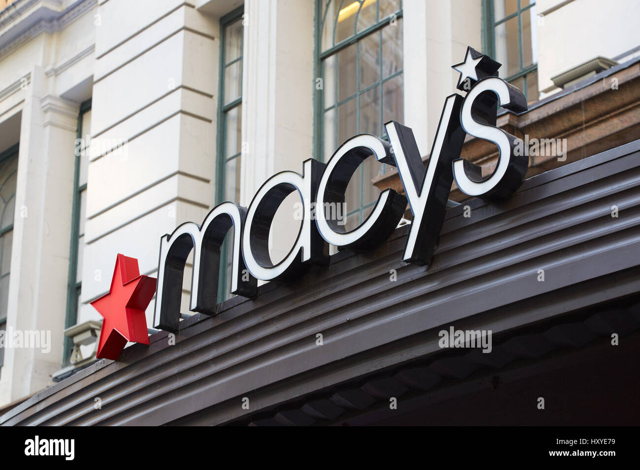 Macy's department store sign in Herald Square flagship location in ...