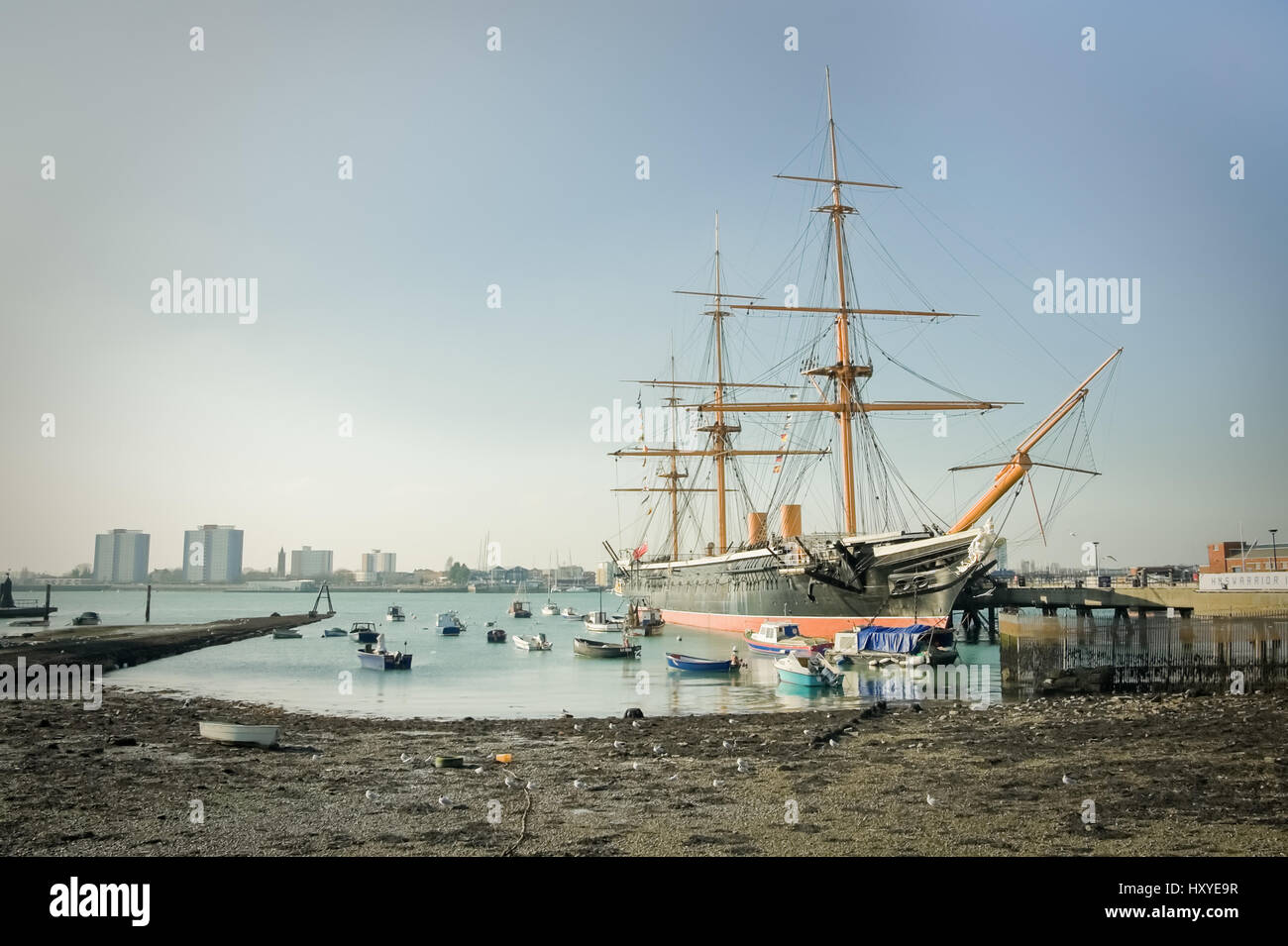 Portsmouth, UK - February 1, 2012: HMS Warrior, the first iron-clad ...