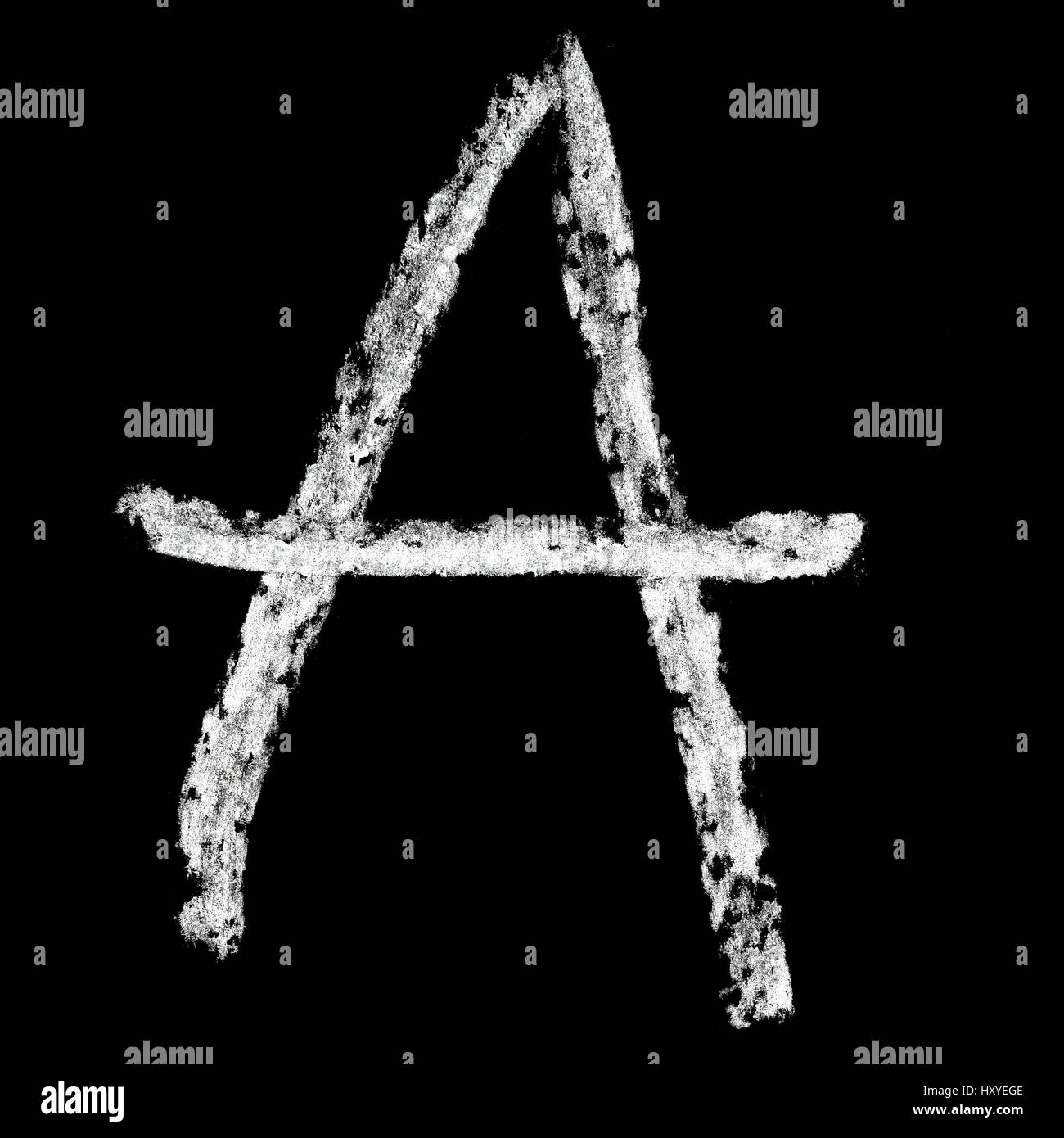A - Chalk alphabet over black background Stock Photo - Alamy