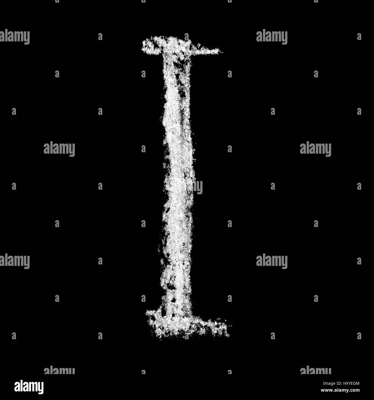 I - Chalk alphabet over black background Stock Photo - Alamy