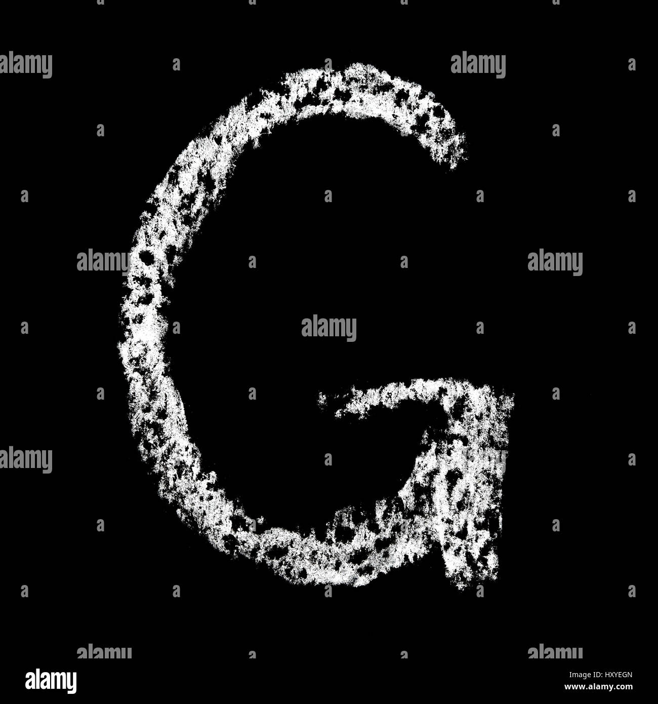 G - Chalk alphabet over black background Stock Photo - Alamy