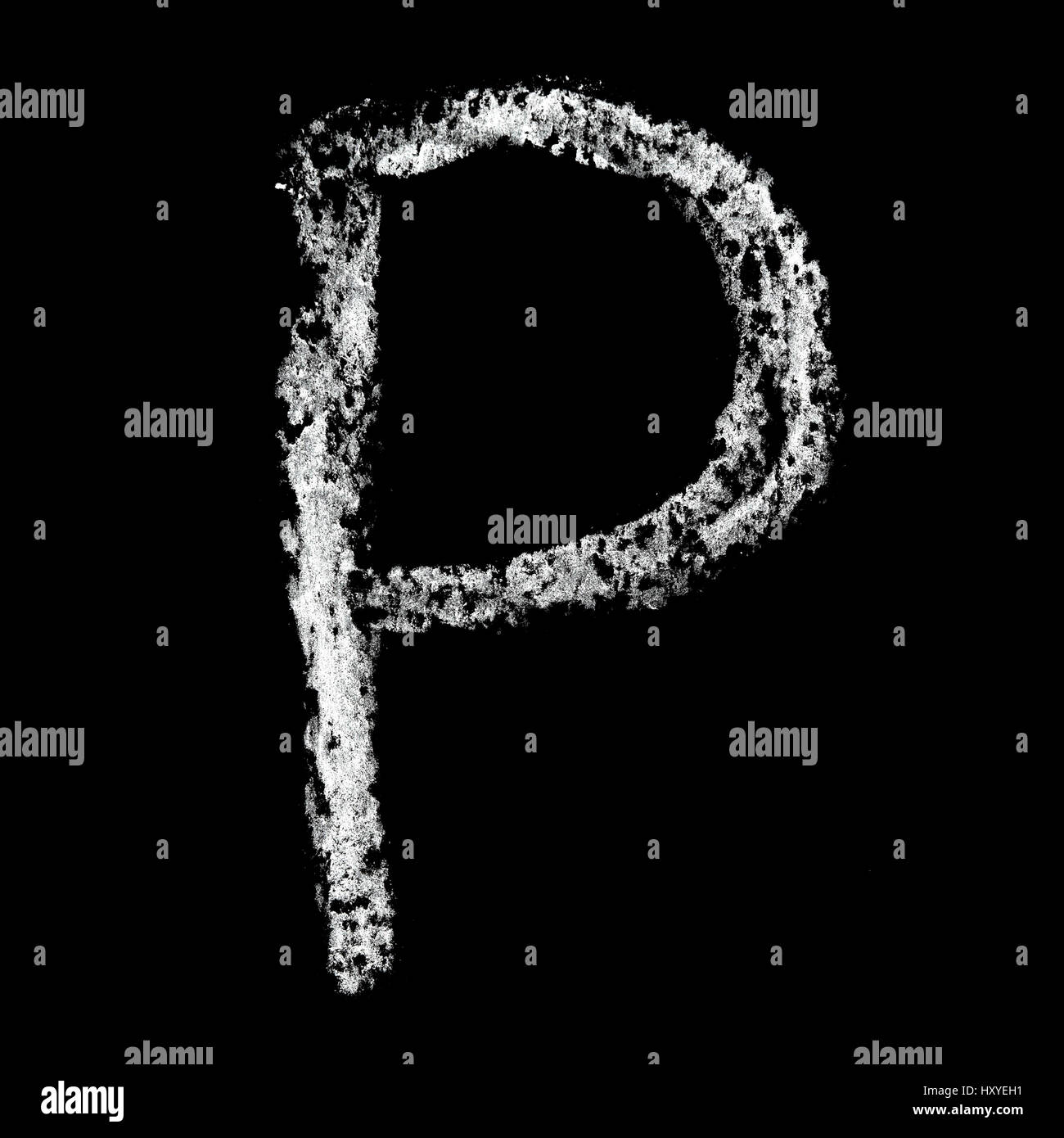 P - Chalk alphabet over black background Stock Photo - Alamy