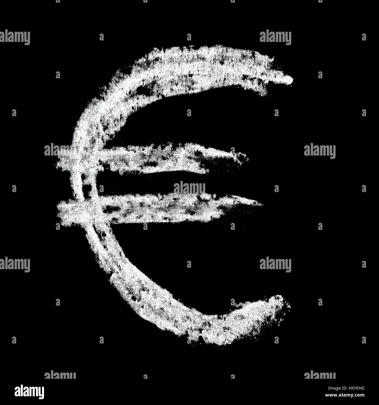 Euro sign - Chalk alphabet over black background Stock Photo - Alamy