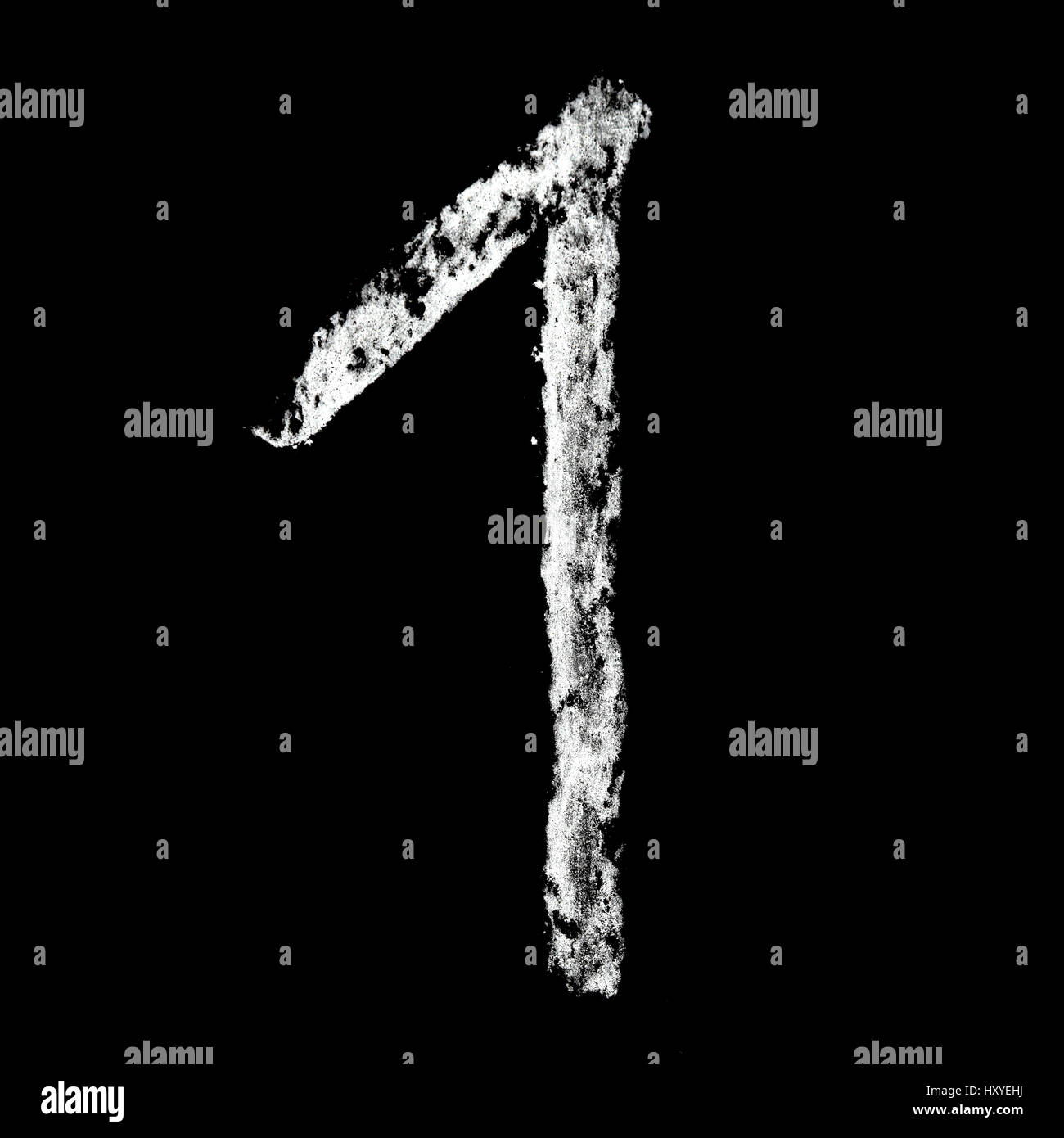 One - Chalk numbers over black background Stock Photo - Alamy