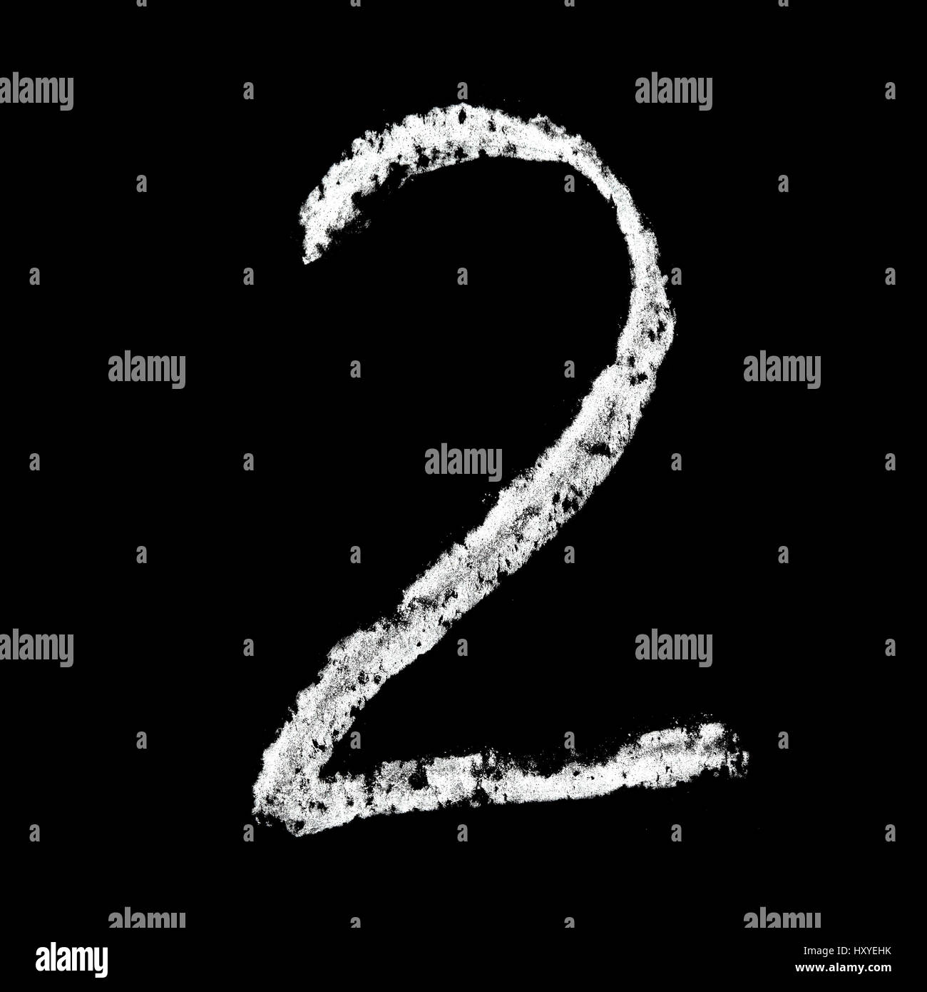 Two - Chalk numbers over black background Stock Photo - Alamy
