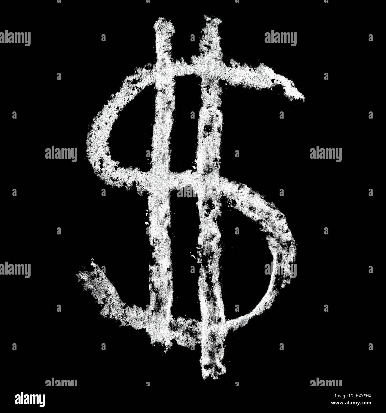 Dollar sign - Chalk alphabet over black background Stock Photo - Alamy