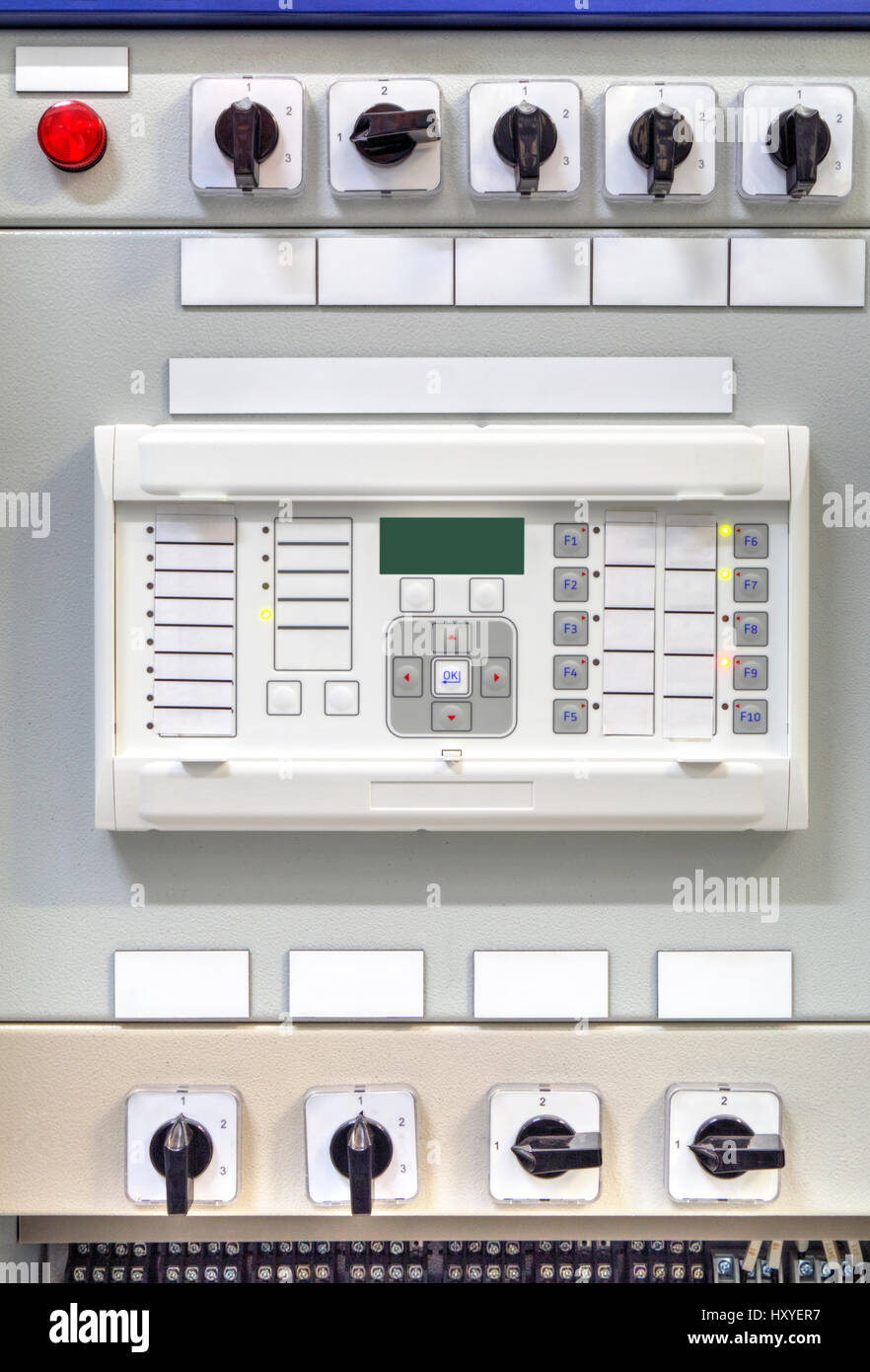 Electrical control panel with electronic devices in modern electrical ...