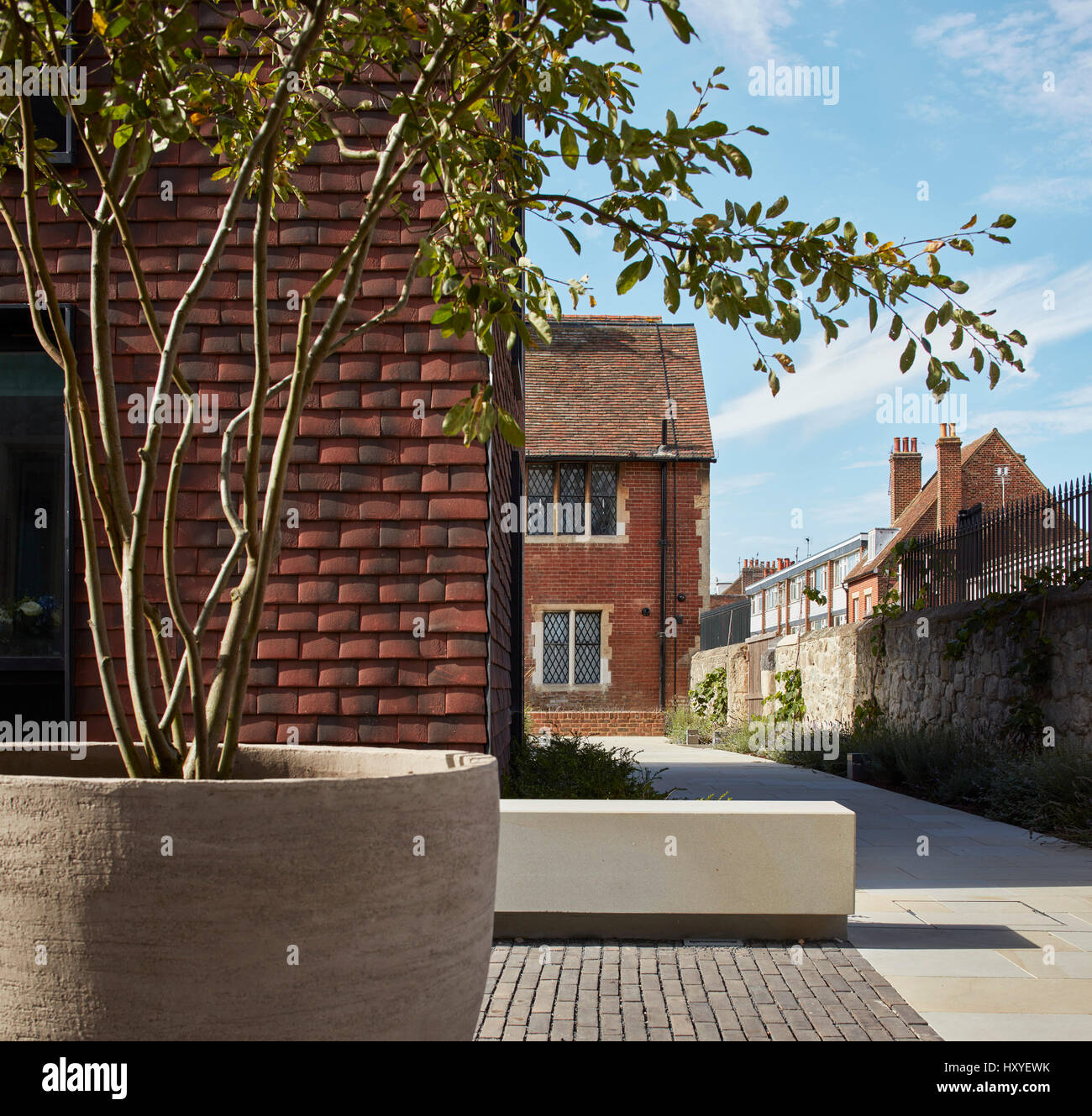 Landscaped courtyard along perimeter wall. Kingsdown House, King's ...