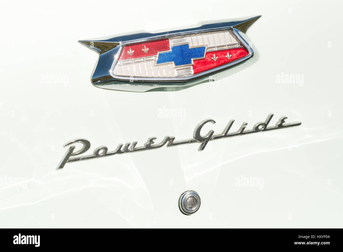 Rushmoor, UK - March 25, 2016: Vehicle badge closeup on a vintage ...