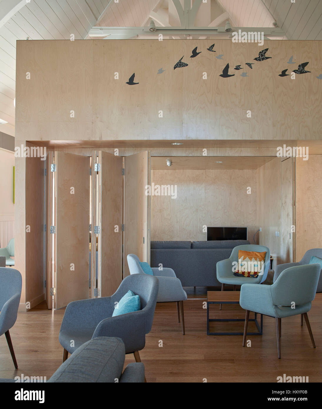 Common room with gabled roof and mezzanine. Kingsdown House, King's ...