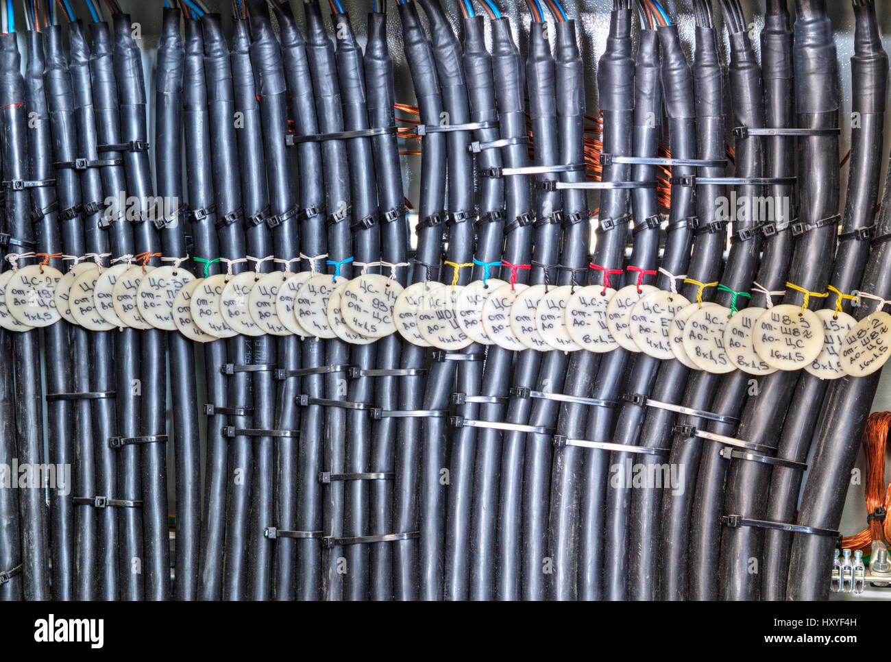 Electrical control cables with caption fields in modern electrical ...