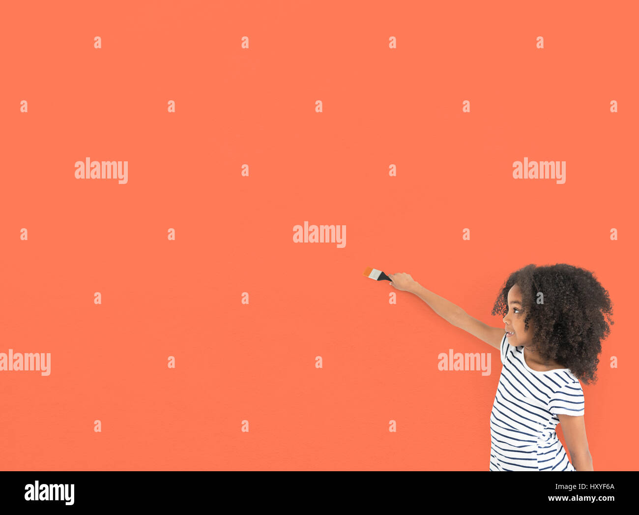 Little Girl Painting Paintbrush Layer Stock Photo - Alamy