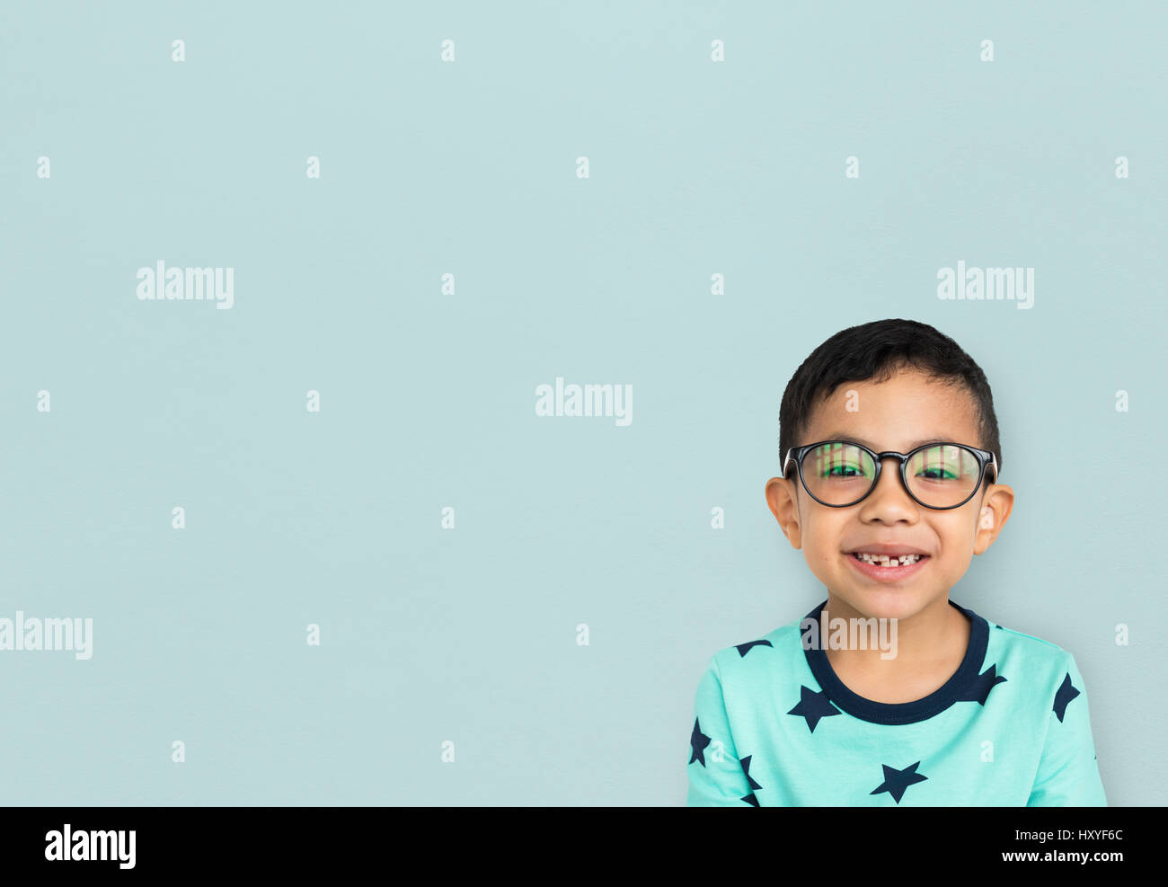 Little Boy Wear Glasses Smile Studio Stock Photo - Alamy