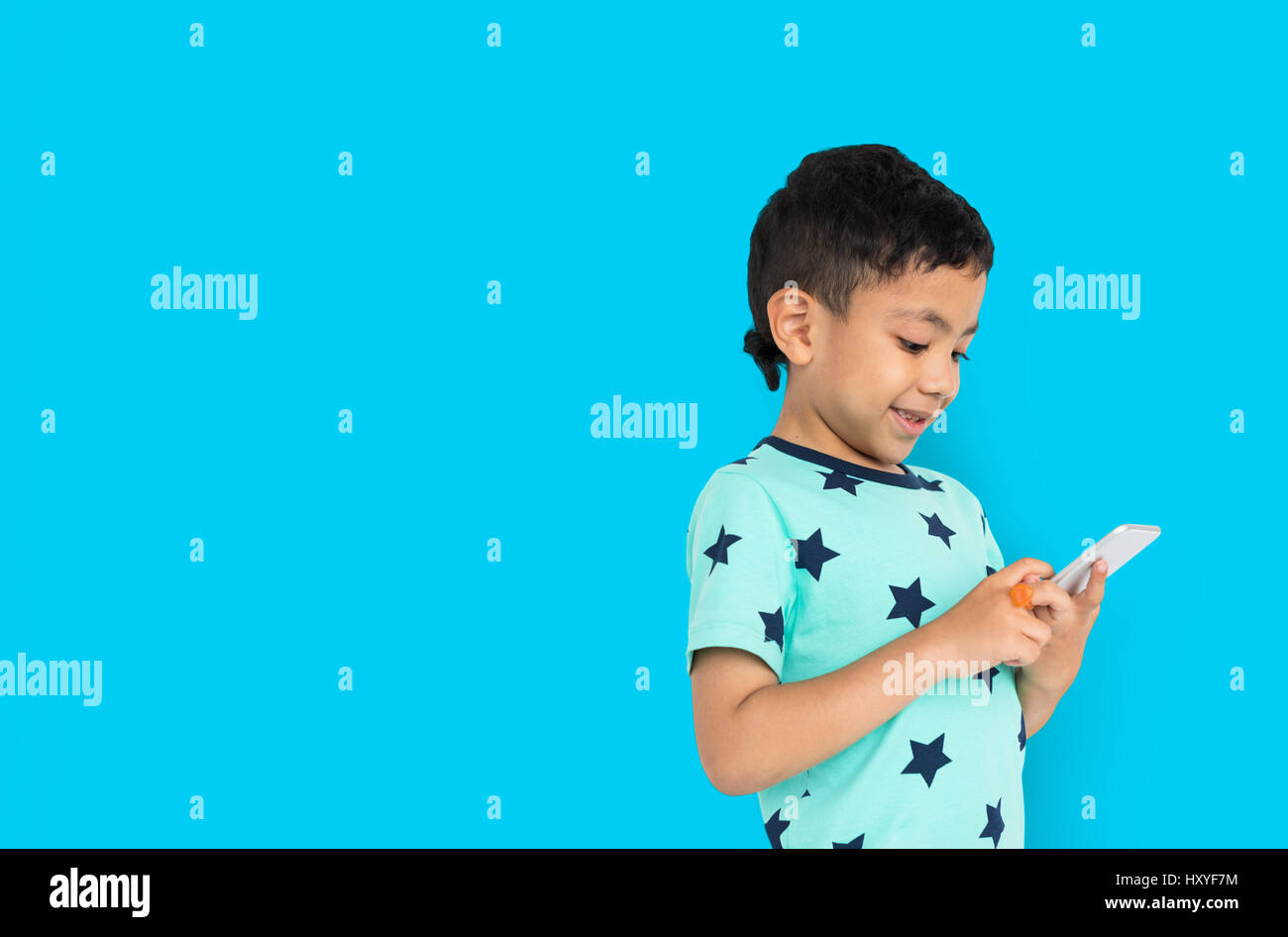 Little Boy Holding Phone Concept Stock Photo - Alamy