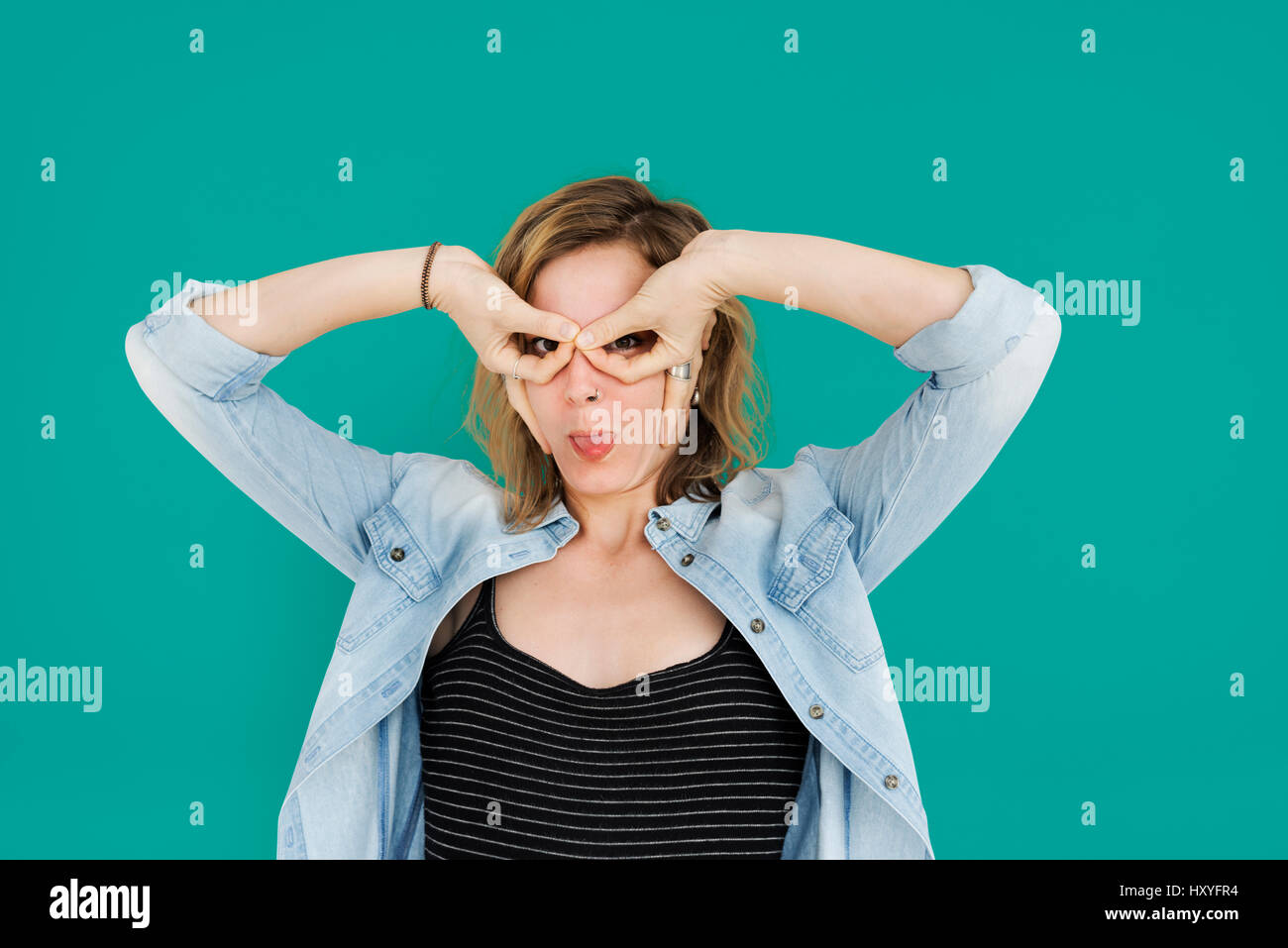 Caucasian Lady Silly Face Tongue Stock Photo - Alamy