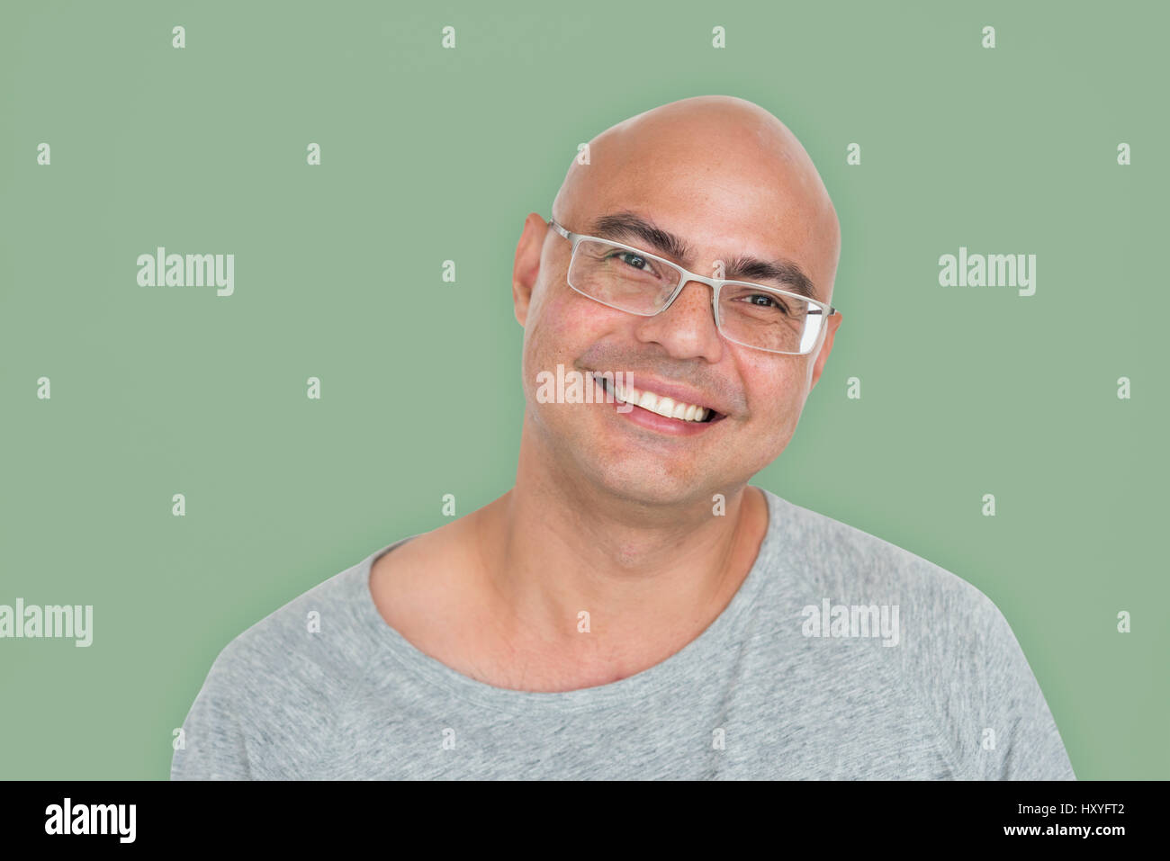 Bald Man Smiling Happiness Portrait Stock Photo - Alamy