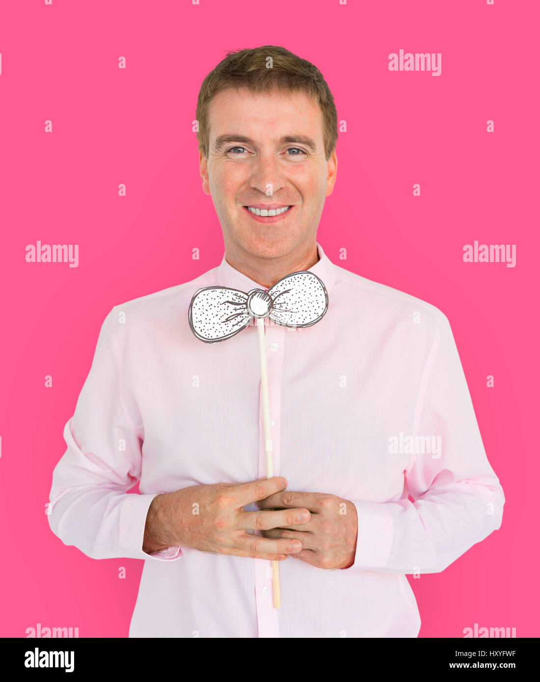 Caucasian Man With Ribbon Stick Concept Stock Photo - Alamy