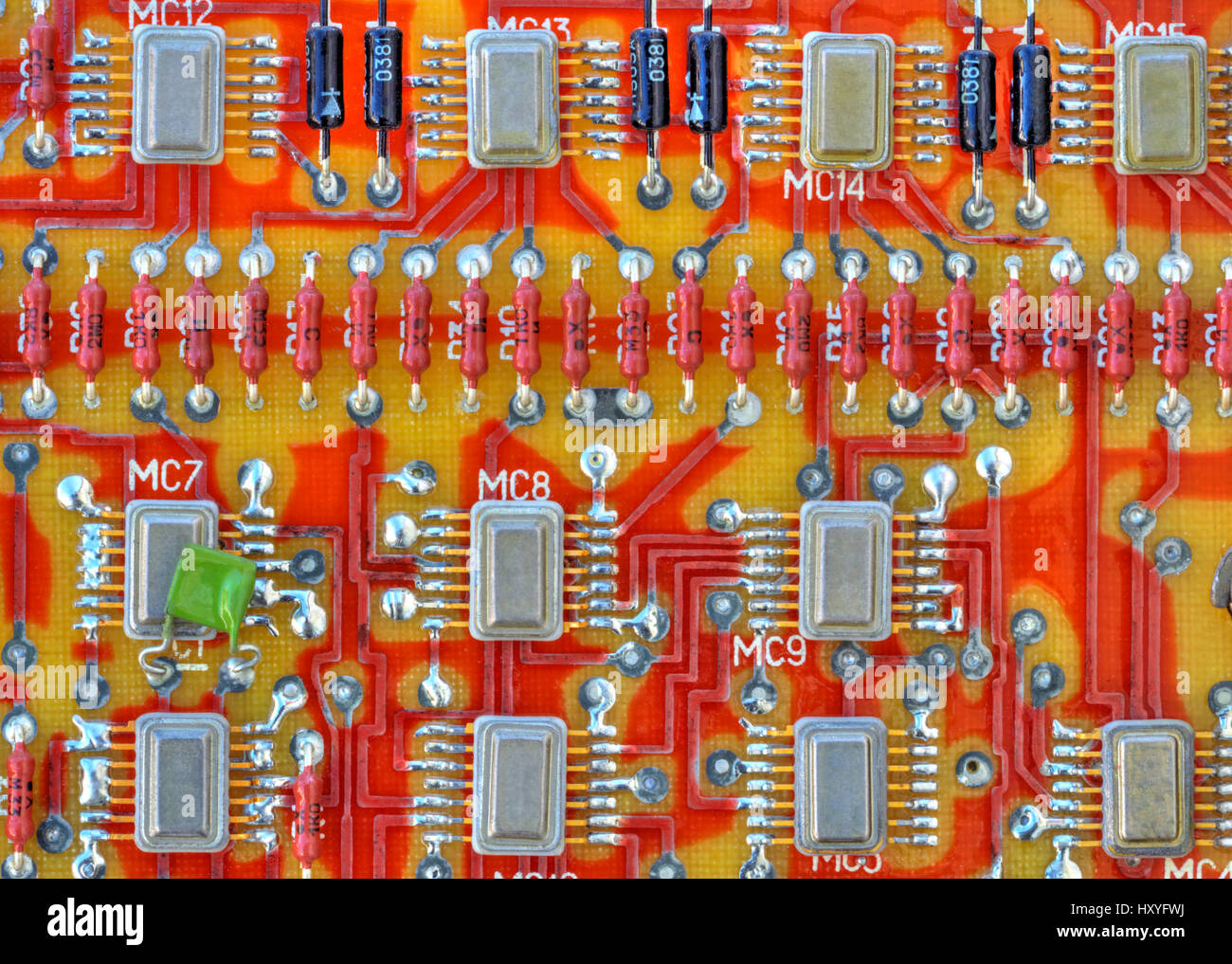 Electronic circuit board with components closeup Stock Photo - Alamy