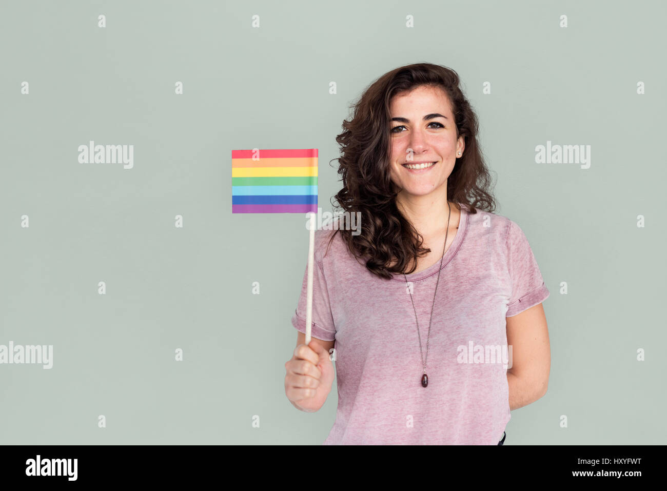 Caucasian Lady Holding LGBT Flag Concept Stock Photo - Alamy