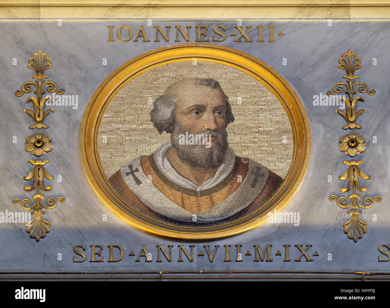 The icon on the dome with the image of Pope John XII, basilica of Saint ...