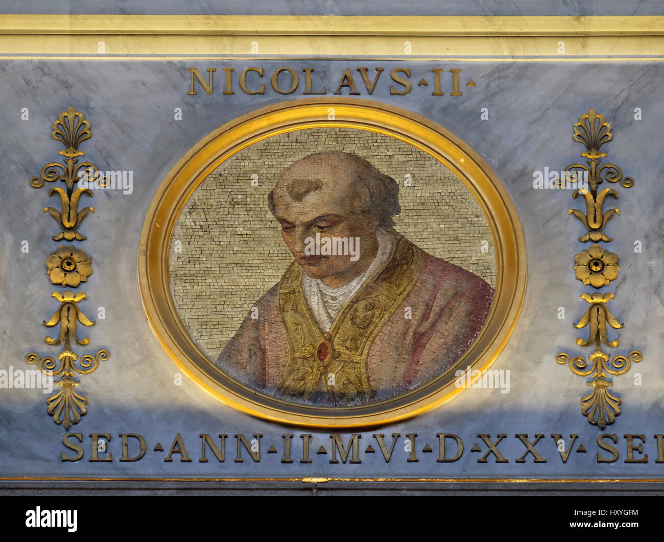 The icon on the dome with the image of Pope Nicholas II, basilica of ...