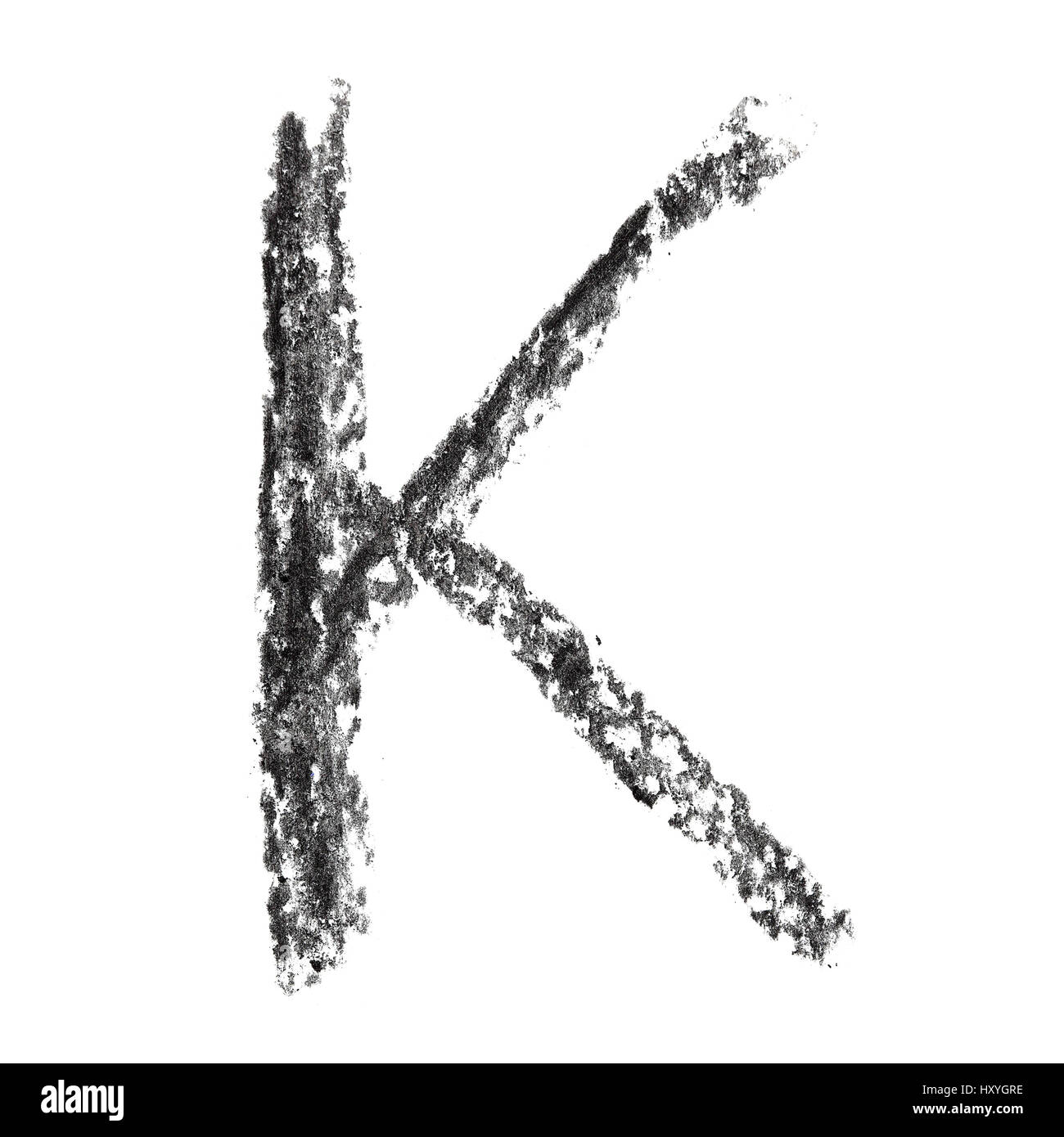 K - Hand-written charcoal alphabet Stock Photo - Alamy