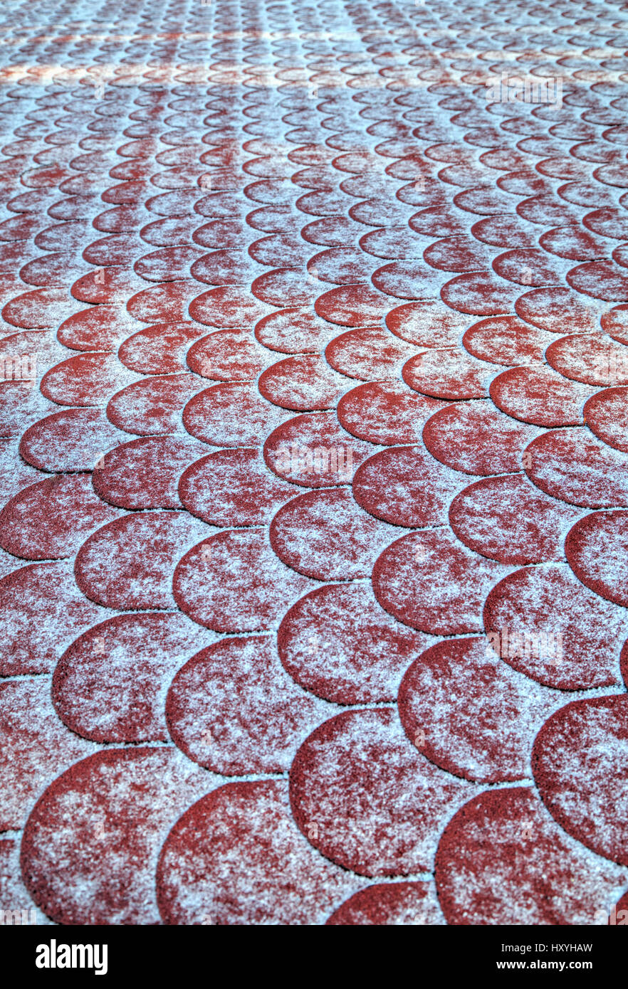 Red roof covered with snow Stock Photo - Alamy