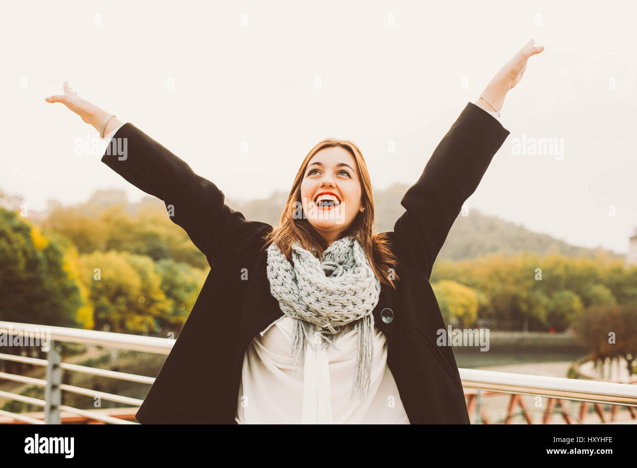 Woman arms raised sky hi-res stock photography and images - Alamy