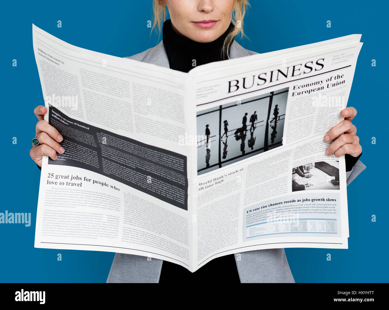 Business Woman Reading Newspaper Concept Stock Photo - Alamy