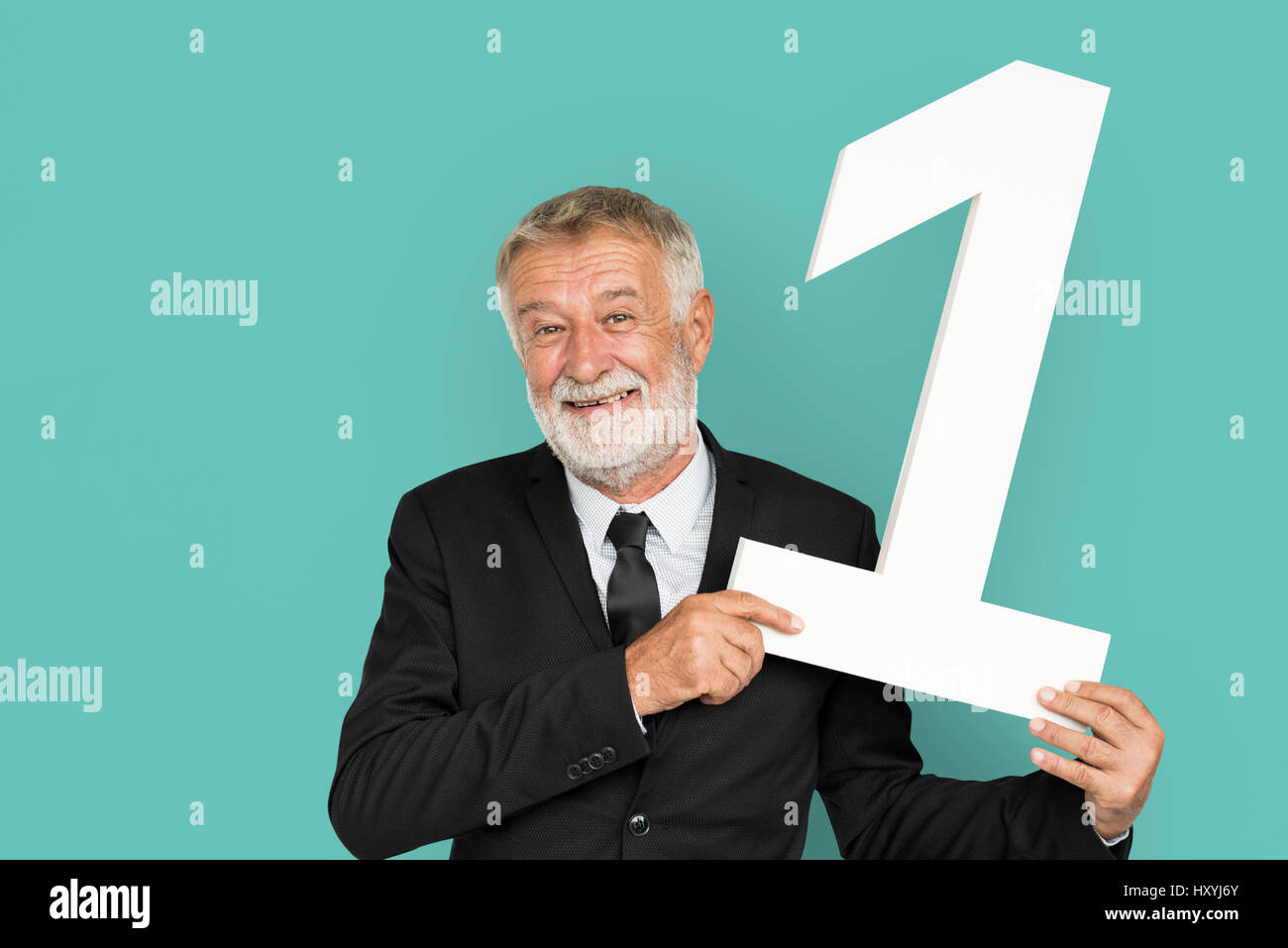 Caucasian Business Man Rank Number One Stock Photo - Alamy