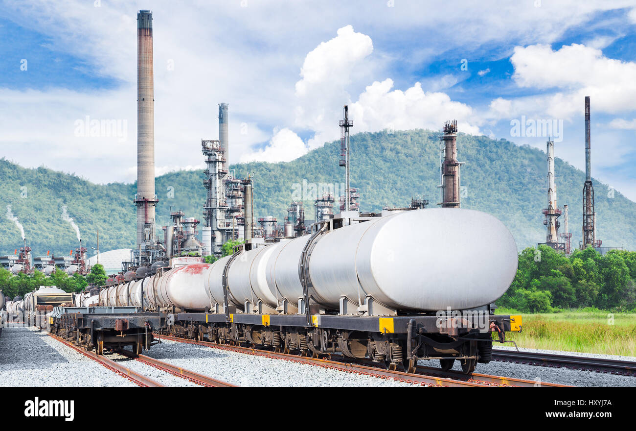 Freight train for oil and fuel transport on route to oil refinery Stock ...