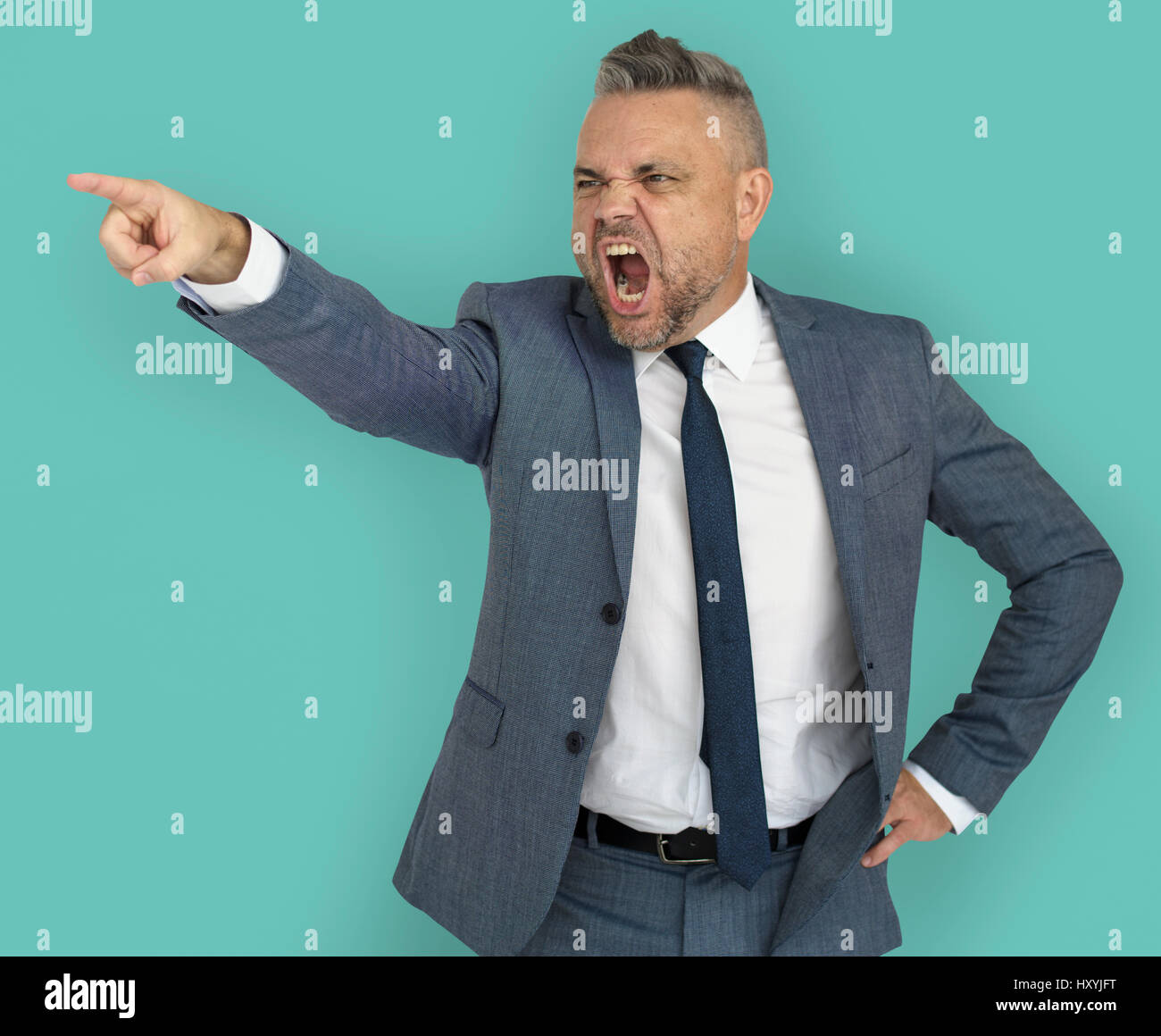 Caucasian Business Man Pointing Angry Stock Photo - Alamy