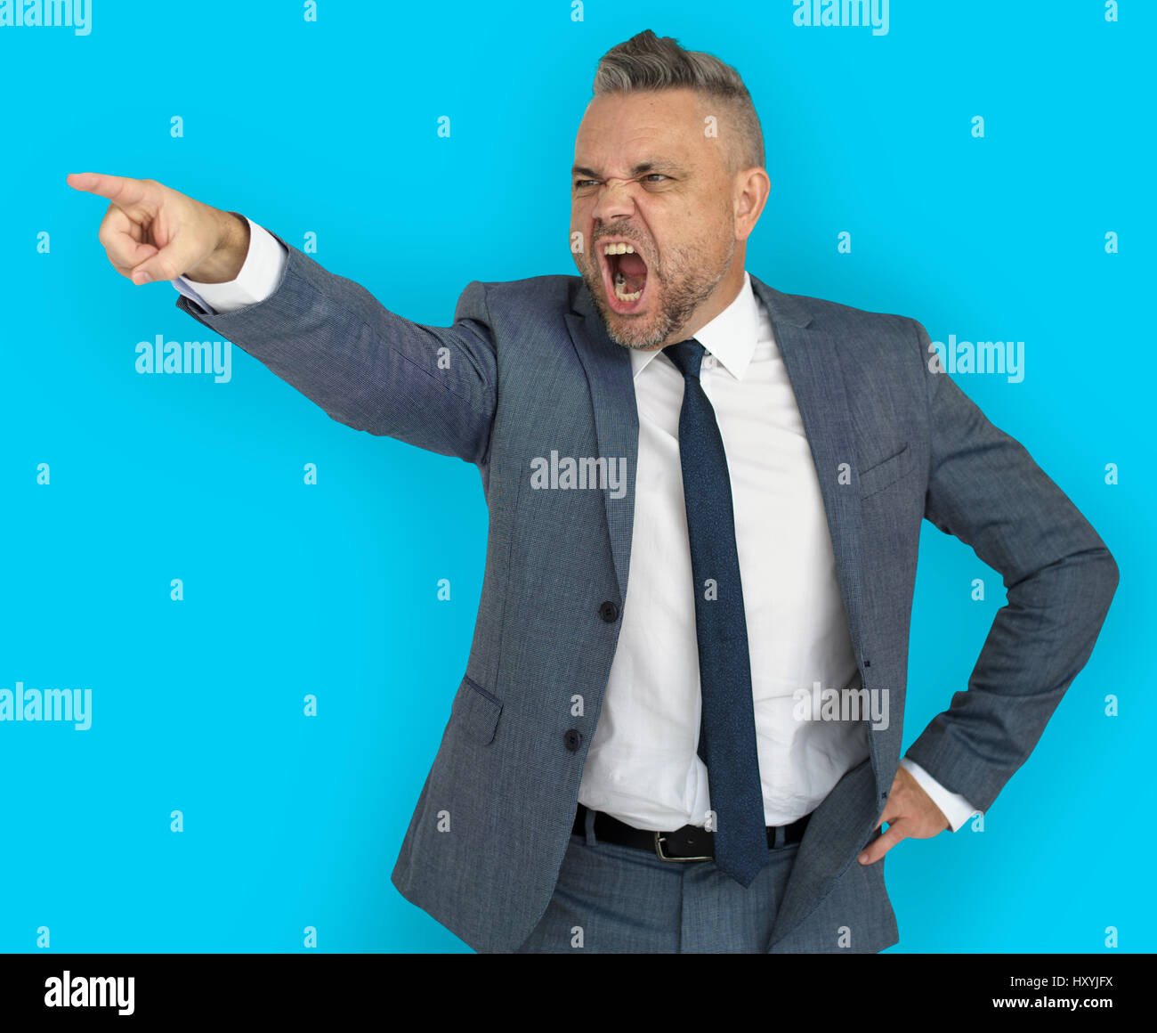Caucasian Business Man Pointing Angry Stock Photo - Alamy