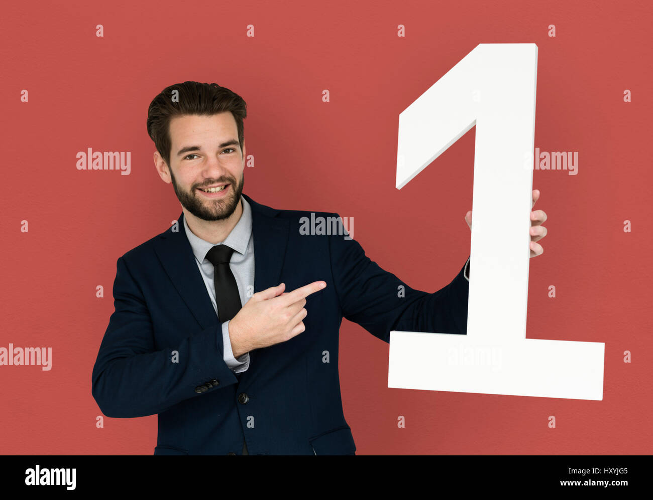 Caucasian Business Man Number One Stock Photo - Alamy