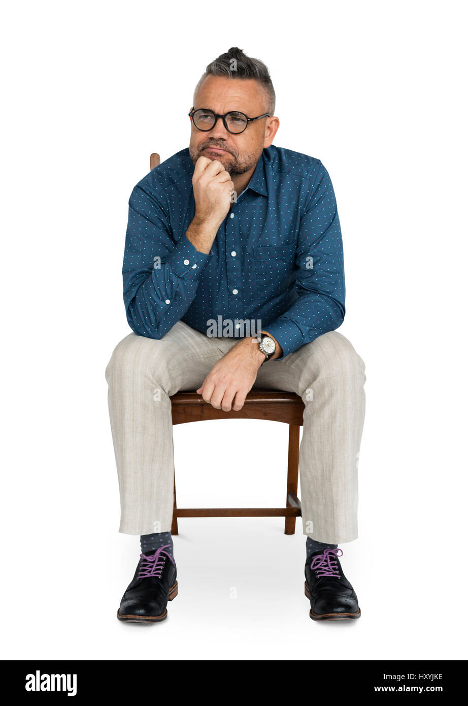 Man sitting thinking Cut Out Stock Images & Pictures - Alamy