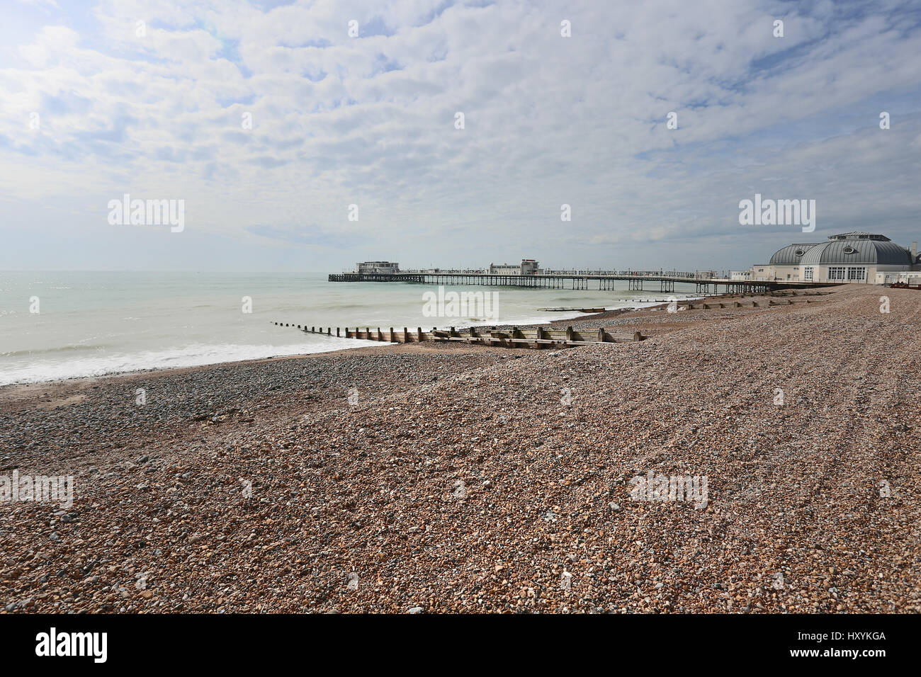 Worthing beaches pier and shops Stock Photo - Alamy