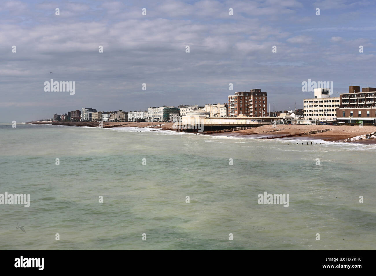 Worthing beaches pier and shops Stock Photo - Alamy