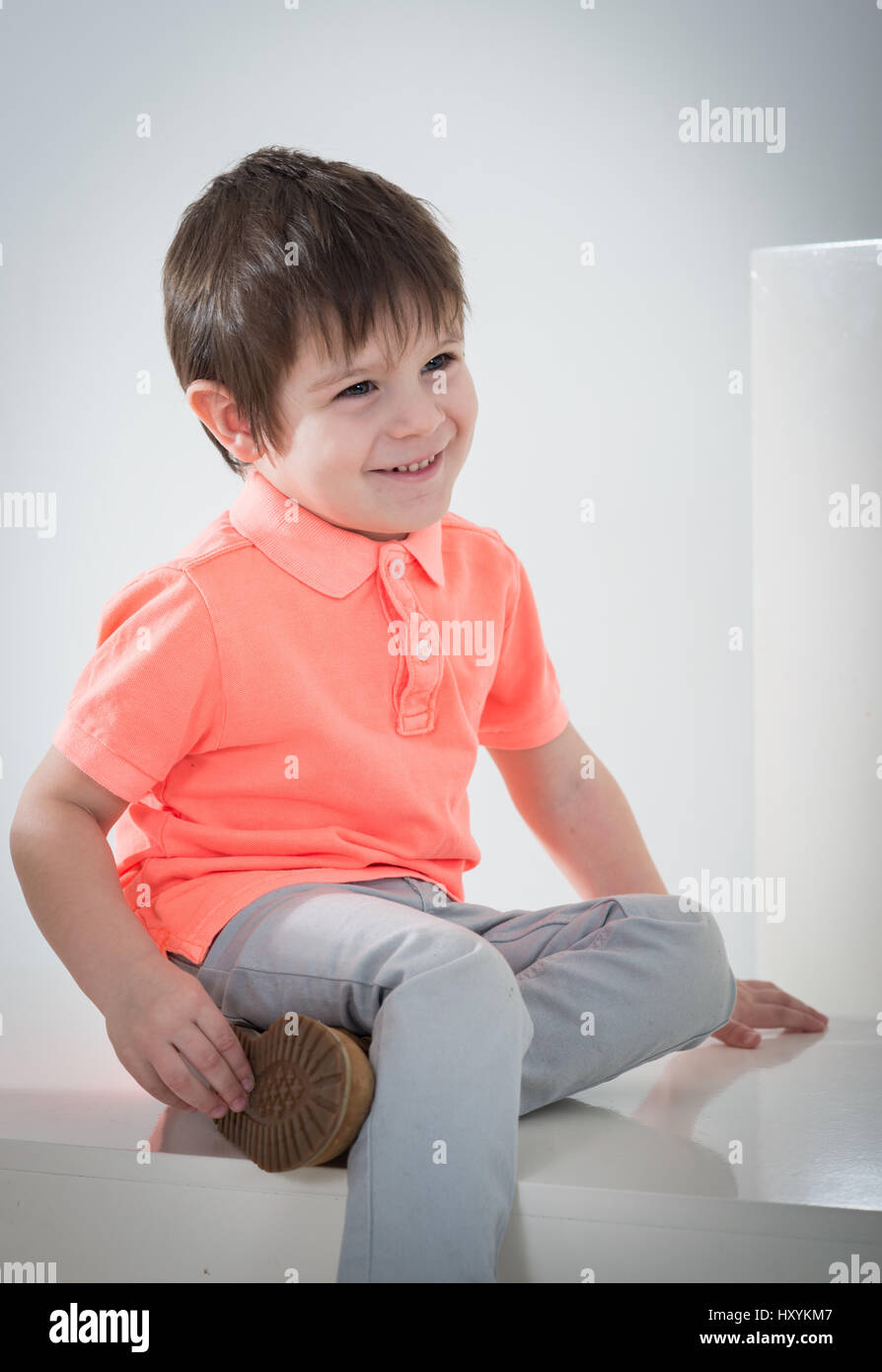 Little stylish fashion model - boy on white backgrpund in modern ...