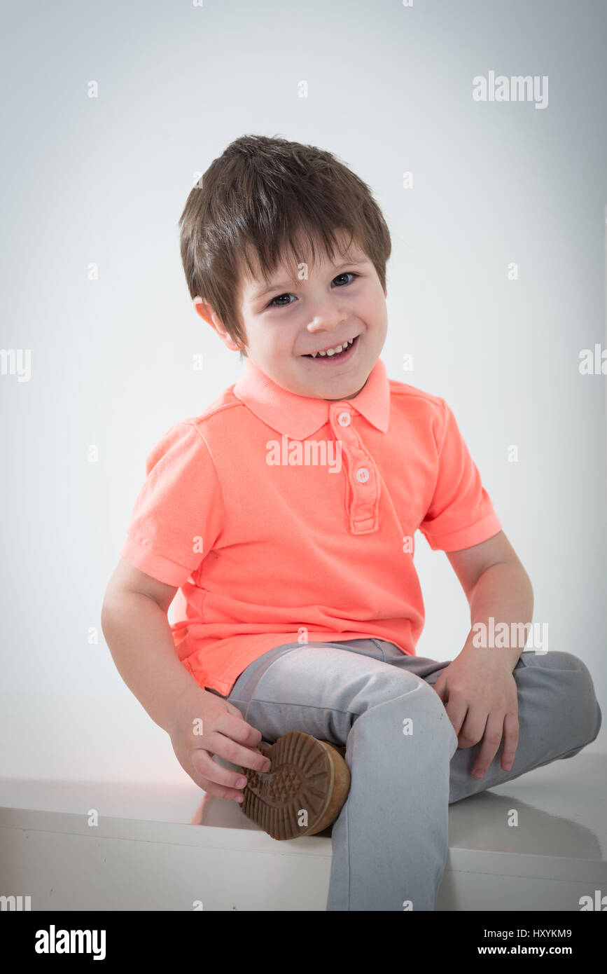 Little stylish fashion model - boy on white backgrpund in modern ...