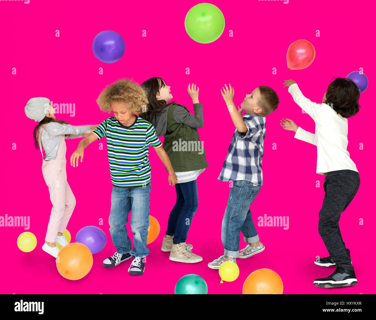 Children Smiling Happiness Playing Balloon Stock Photo - Alamy