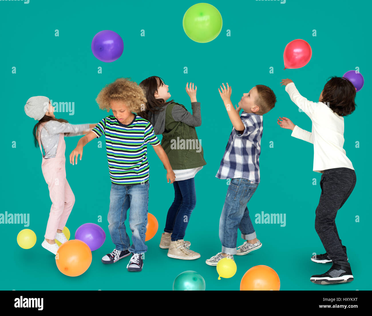 Children Smiling Happiness Playing Balloon Stock Photo - Alamy