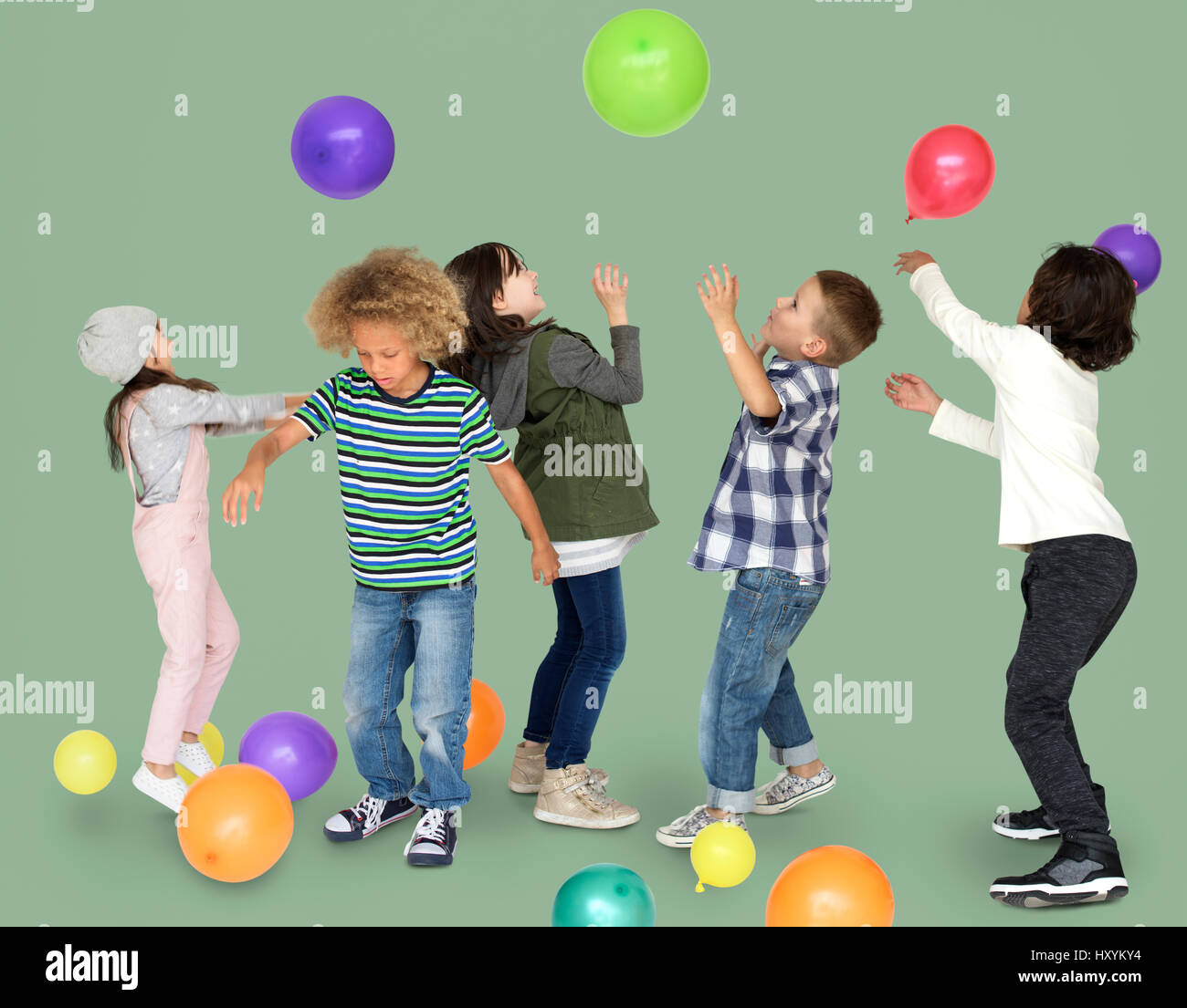 Children Smiling Happiness Playing Balloon Stock Photo - Alamy
