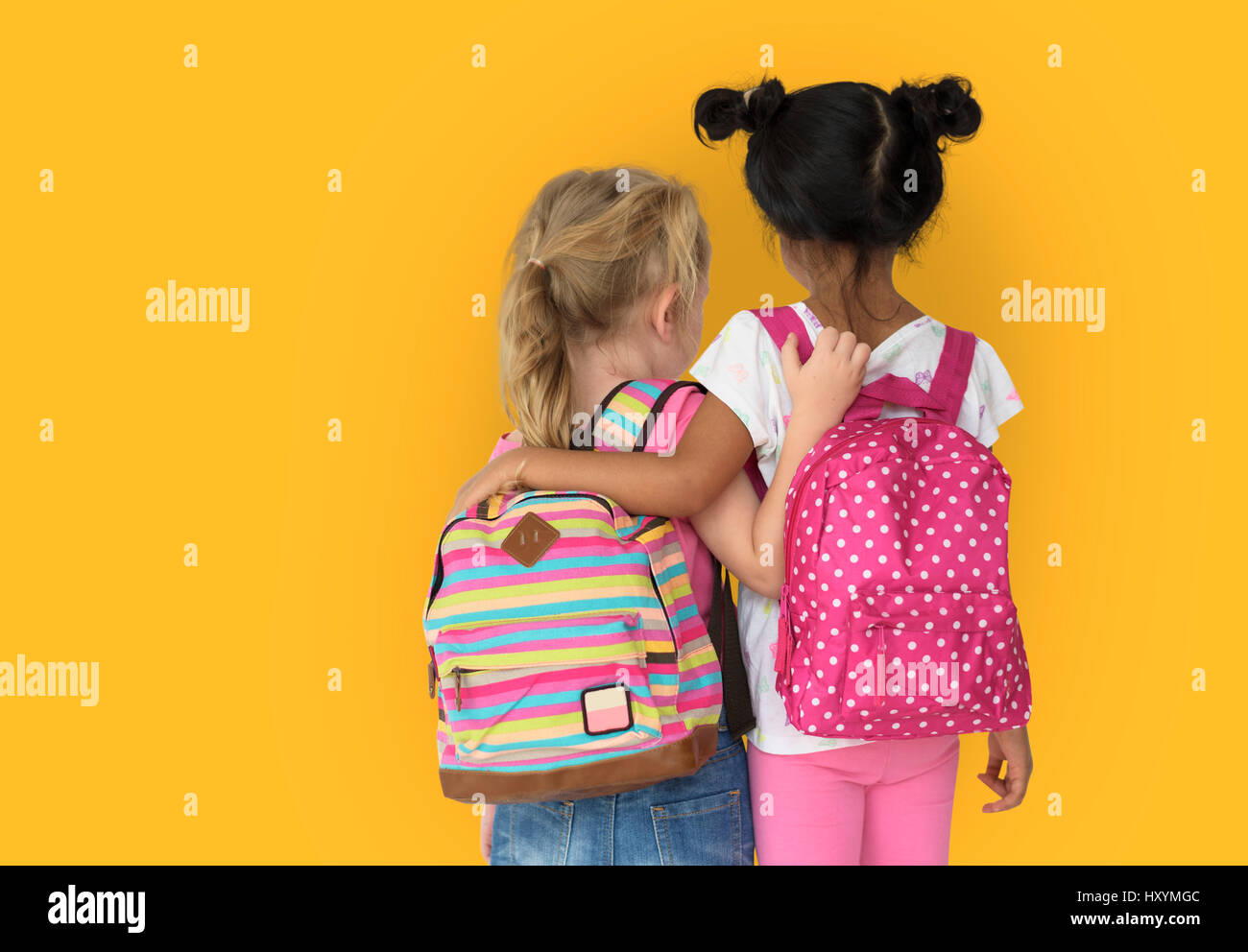 Little Girl Children Rear View Friendship Togetherness Stock Photo - Alamy
