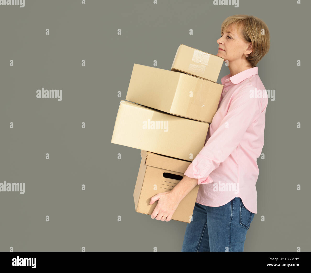 Woman Carrying Boxes